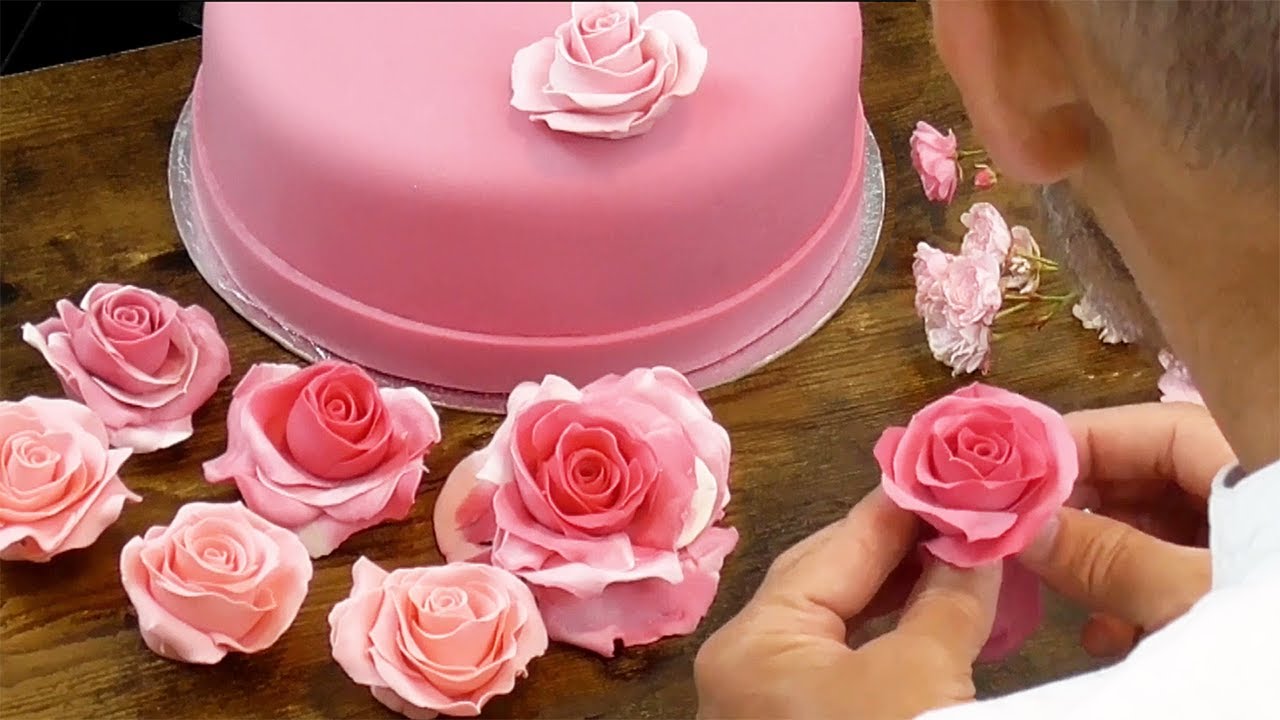 How to make fondant roses tutorial for beginners, gumpaste flowers ...