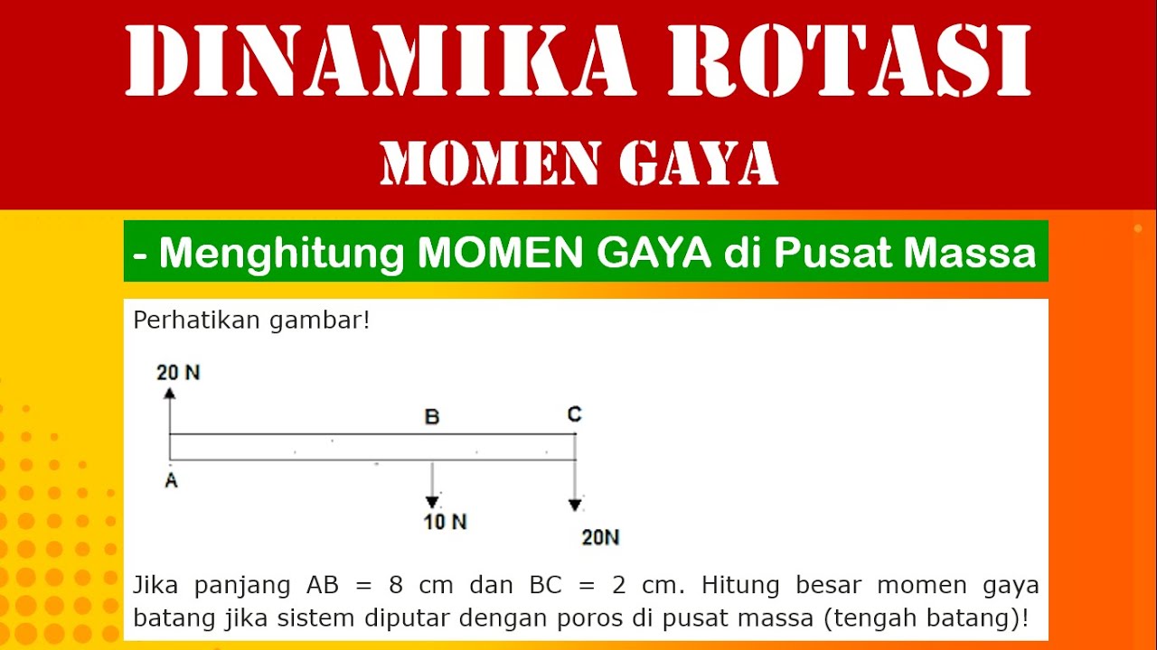 Cara Menghitung Momen Gaya pada Poros di Pusat Massa | Materi Dinamika ...