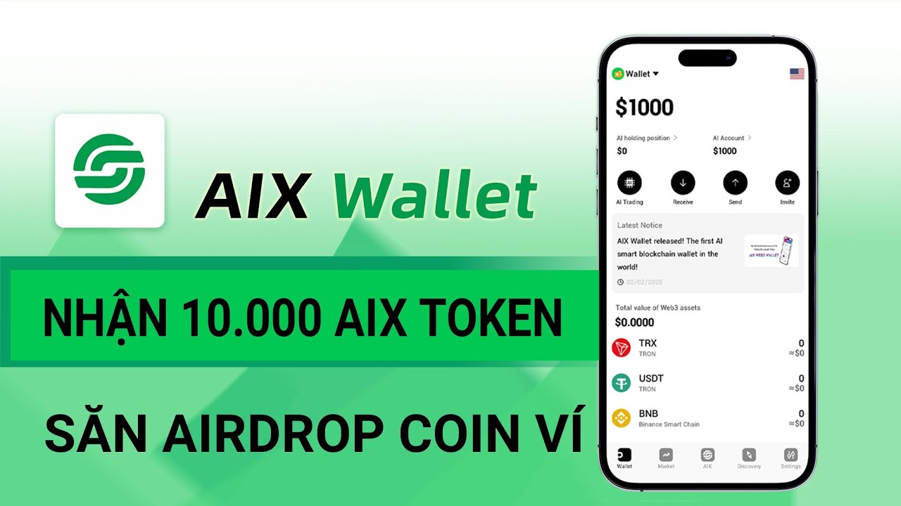 Airdrop kèo coin ví AIX Wallet || nhận ngay 10.000 AIX Token ~ 1000 ...