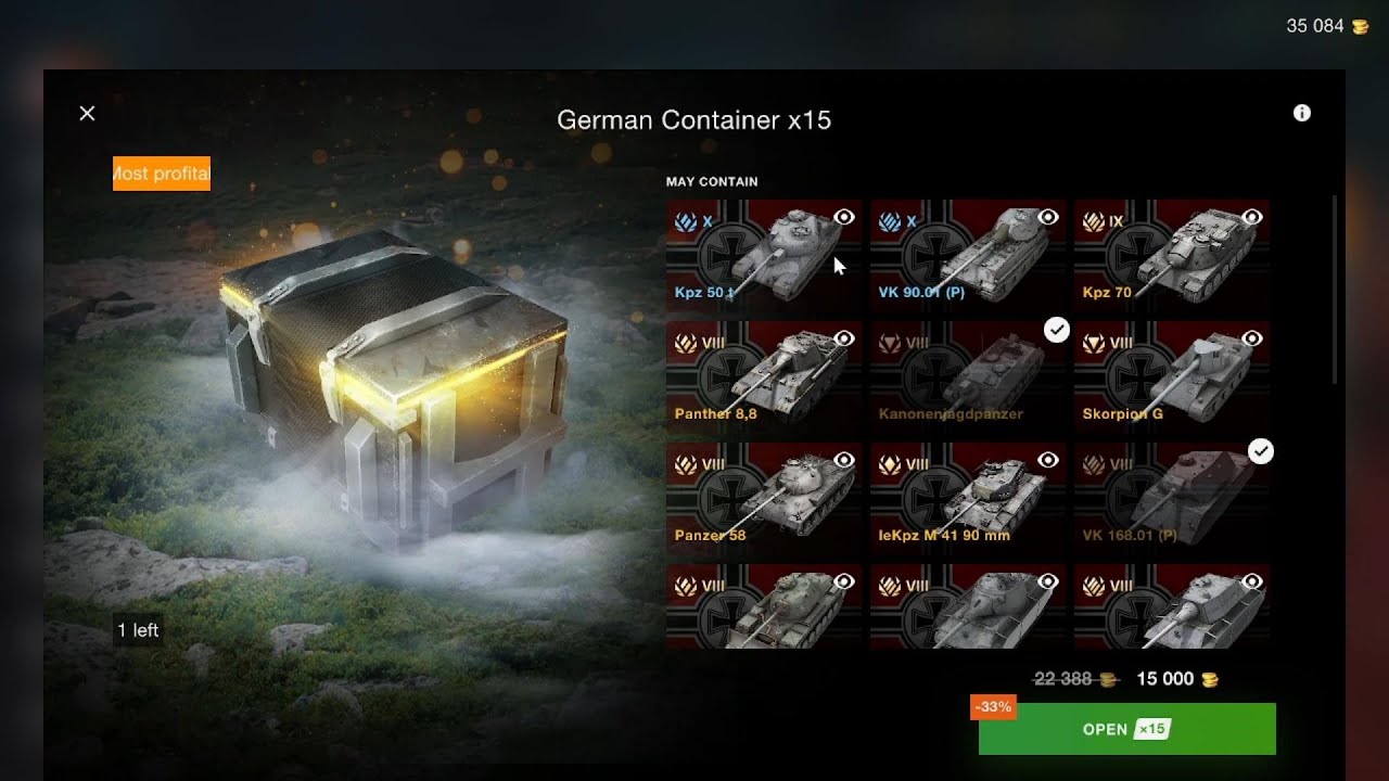 GERMAN CONTAINER on World Of Tanks Blitz 59% chance of a Tank, XP ...