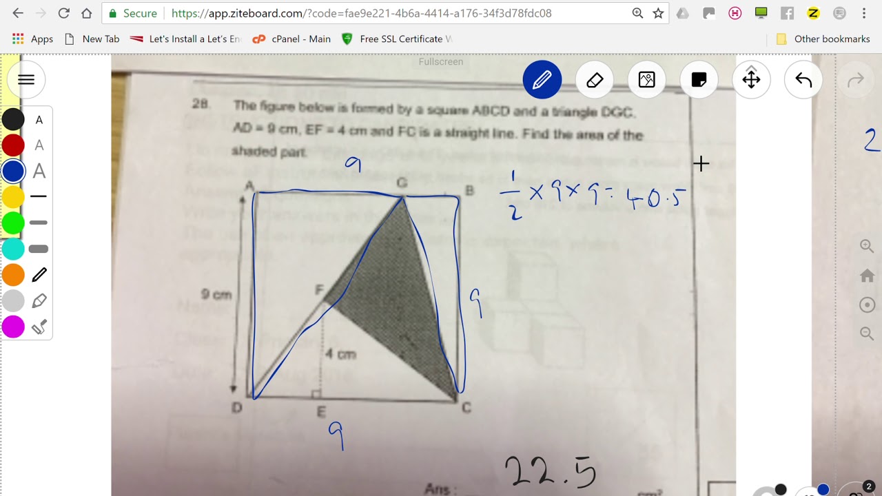 psle math area of shaded triangle - YouTube