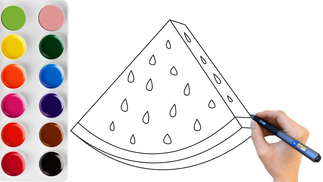 How to draw a watermelon fruits step by step | Drawing For Kids - YouTube