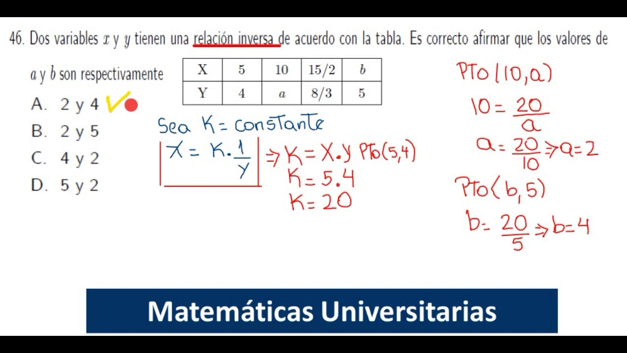 Tabla x y con x y relacion inversa - YouTube