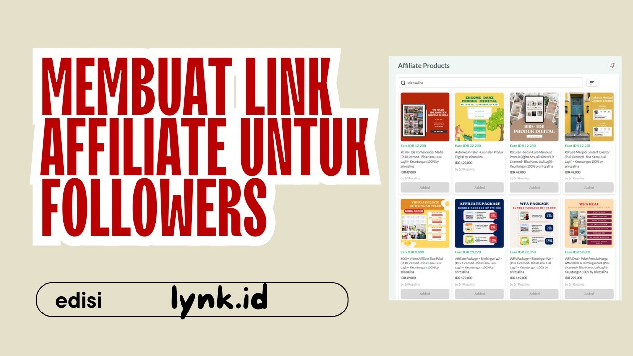 Cara Membuat Link Affiliate di Lynk.id untuk Pemula - YouTube