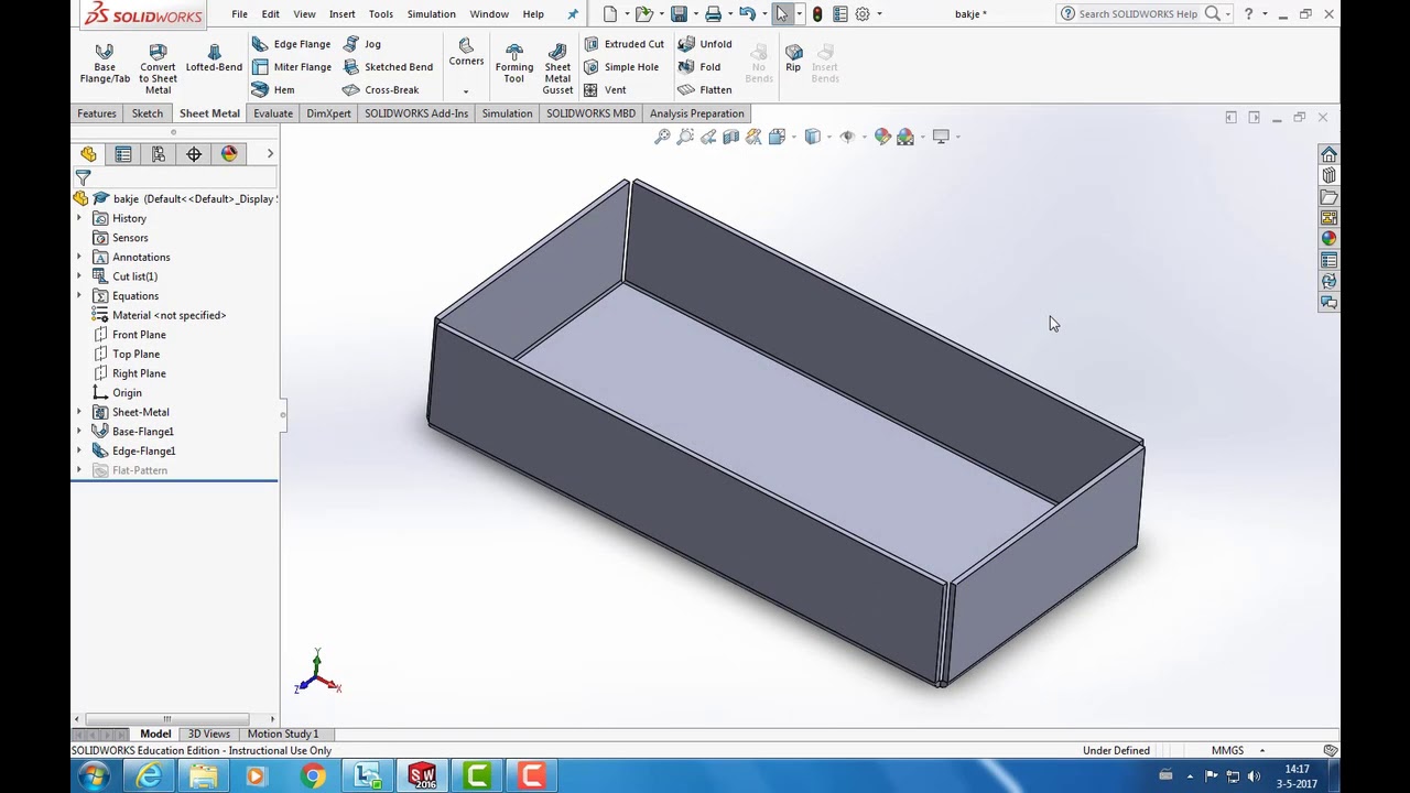 SolidWorks Les 6 Sheet metal Plaatmateriaal - YouTube