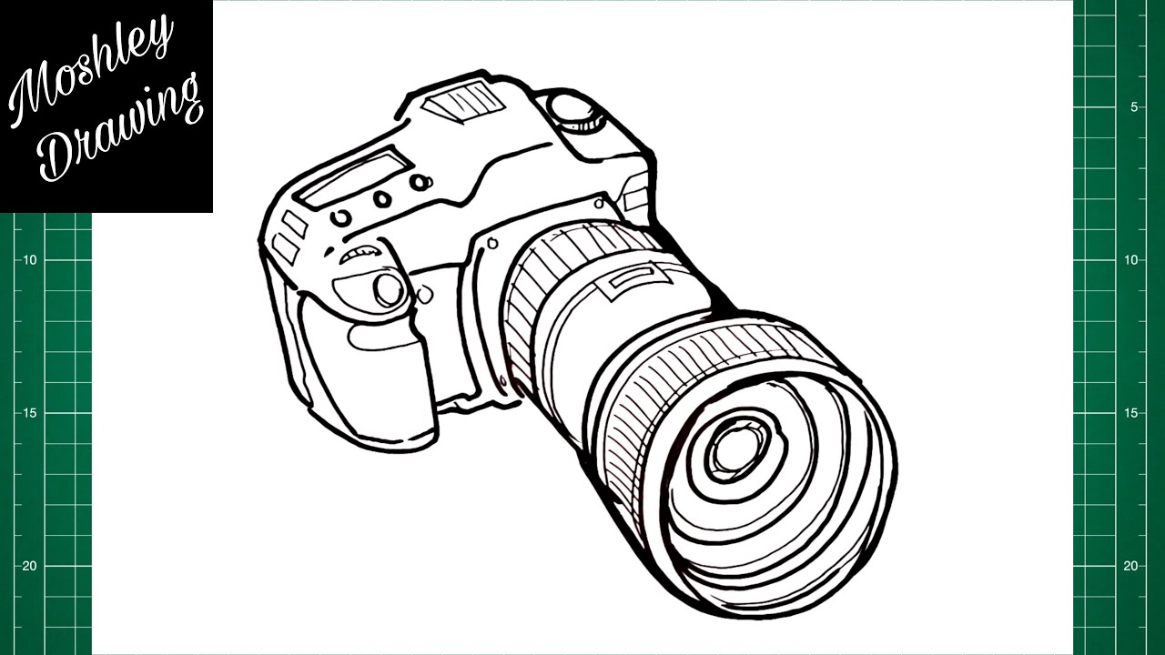 How to Draw a DSLR Camera - YouTube