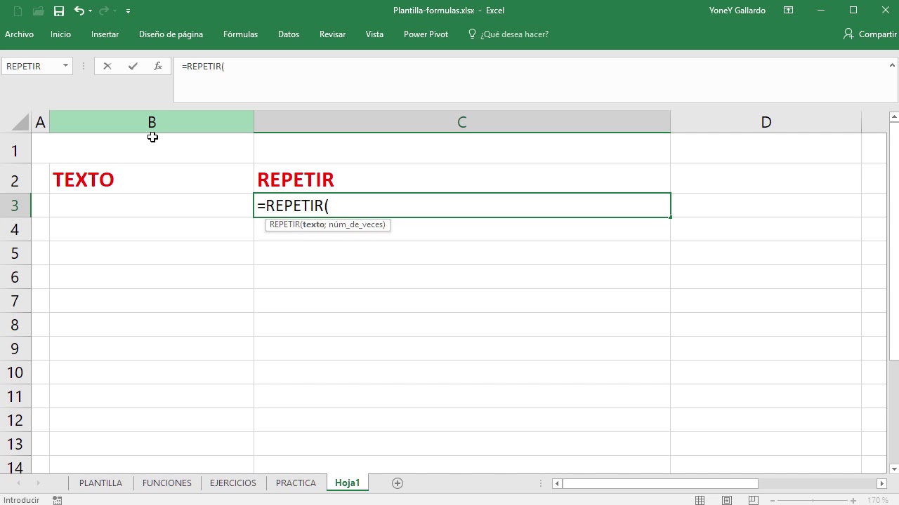 Función REPETIR en Excel - YouTube
