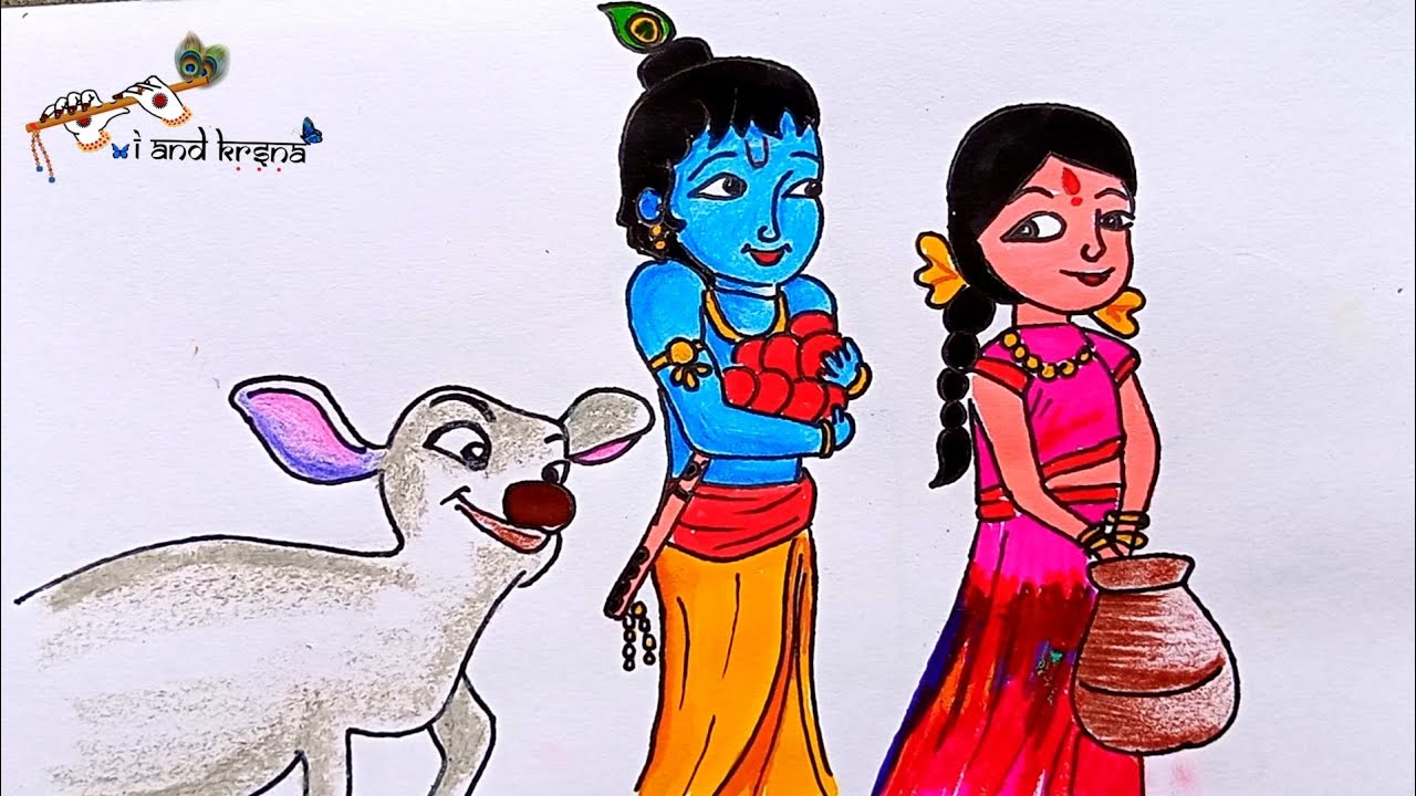 Little Radhe Krishna Drawing Easy ll Radha Krishna drawing simple ll ...