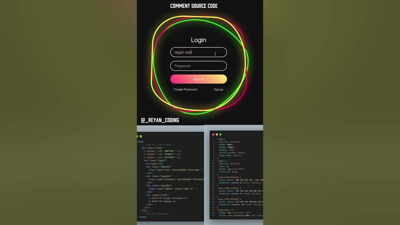 Login Page | Css Animation #rehan #coding #webdeveloper #codingresources #css #html - YouTube