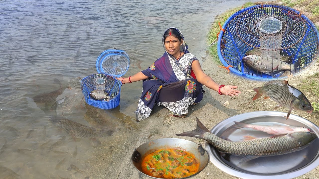 New fish trap! Smart Women catching fish with Dolchi in river,Unique ...