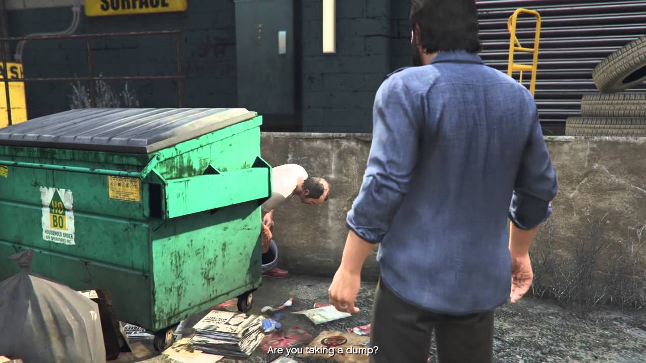 Grand Theft Auto V Trevor shitting on the street - YouTube