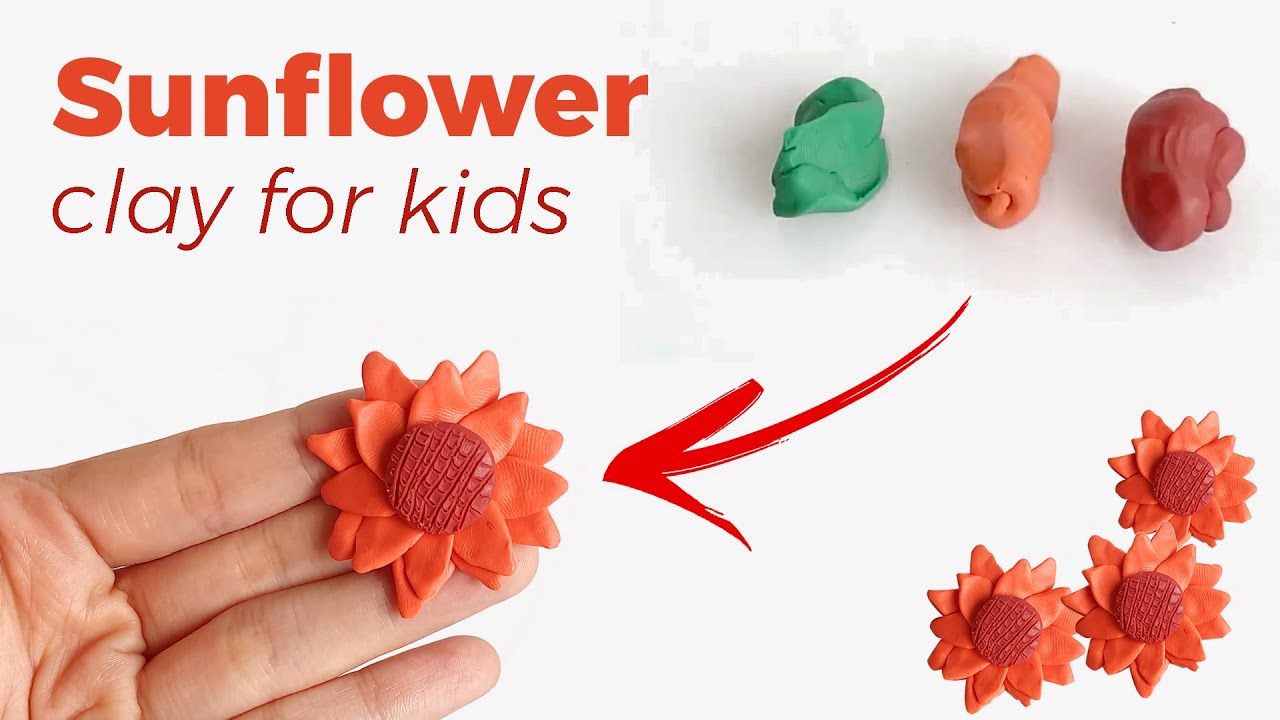Easy making Polymer CLAY SUNFLOWER for kids - YouTube