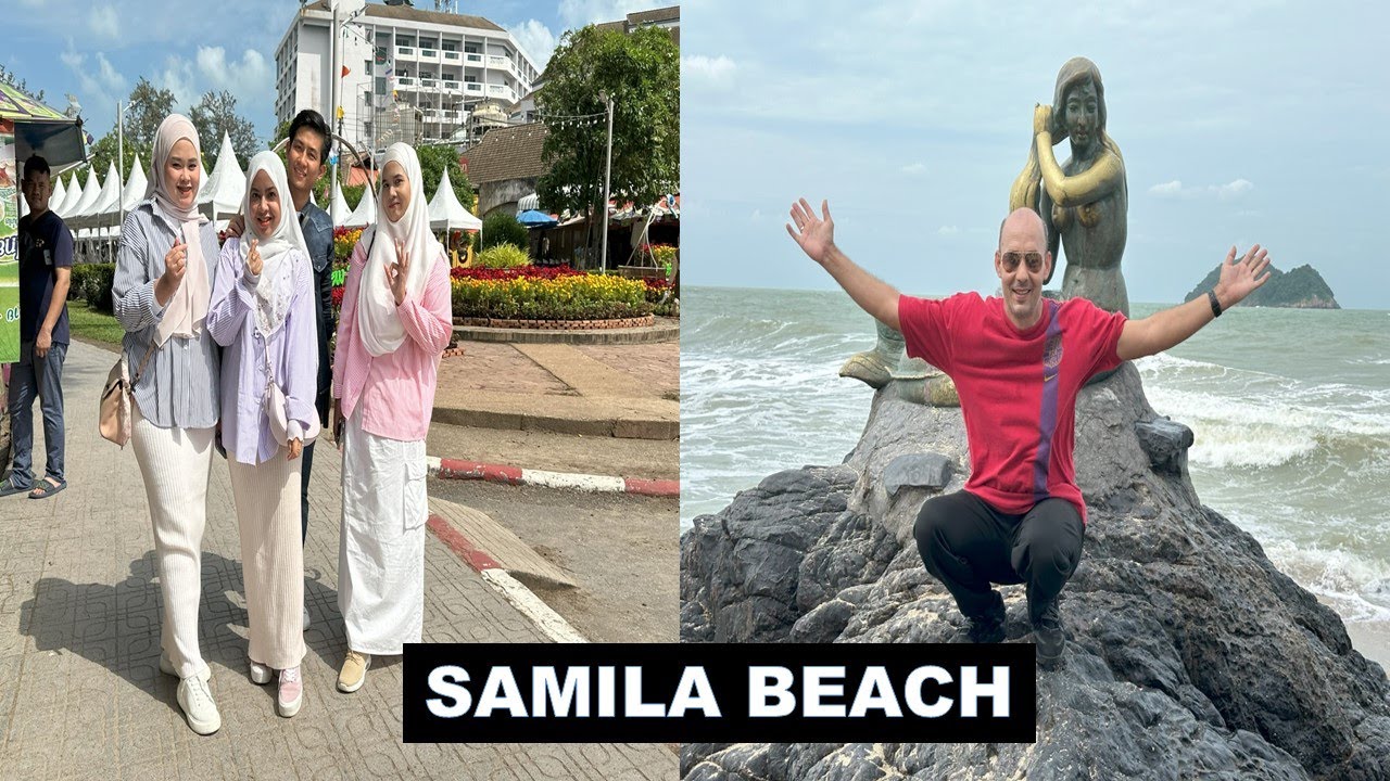 [4K TH]Mermaid statue on Samila Beach The most famous feature of Samila ...