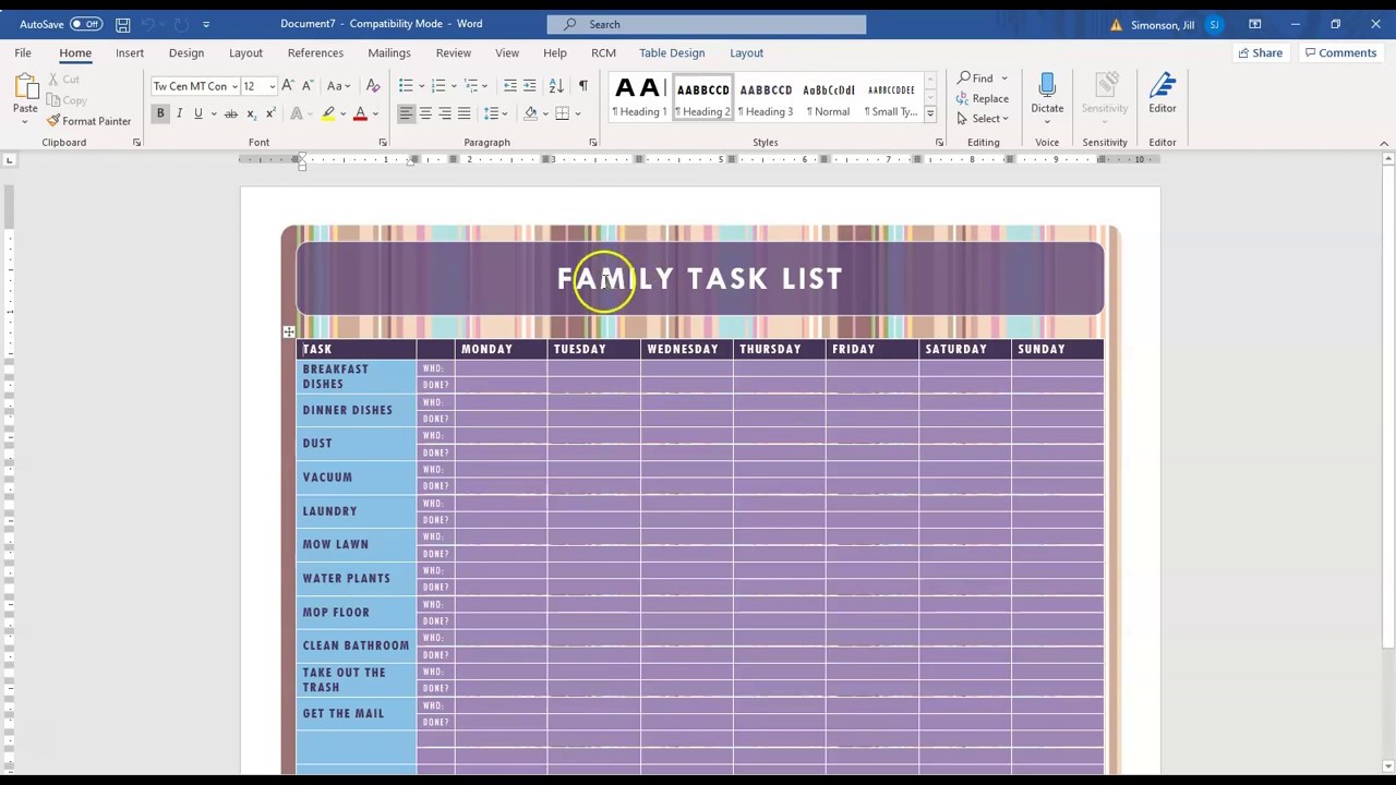 Finding Chore Templates using Microsoft Word and Excel - YouTube