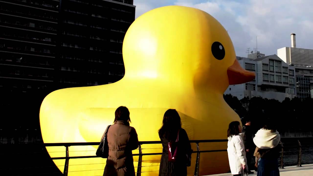 Enlarged scale Rubber Duck in Osaka - YouTube