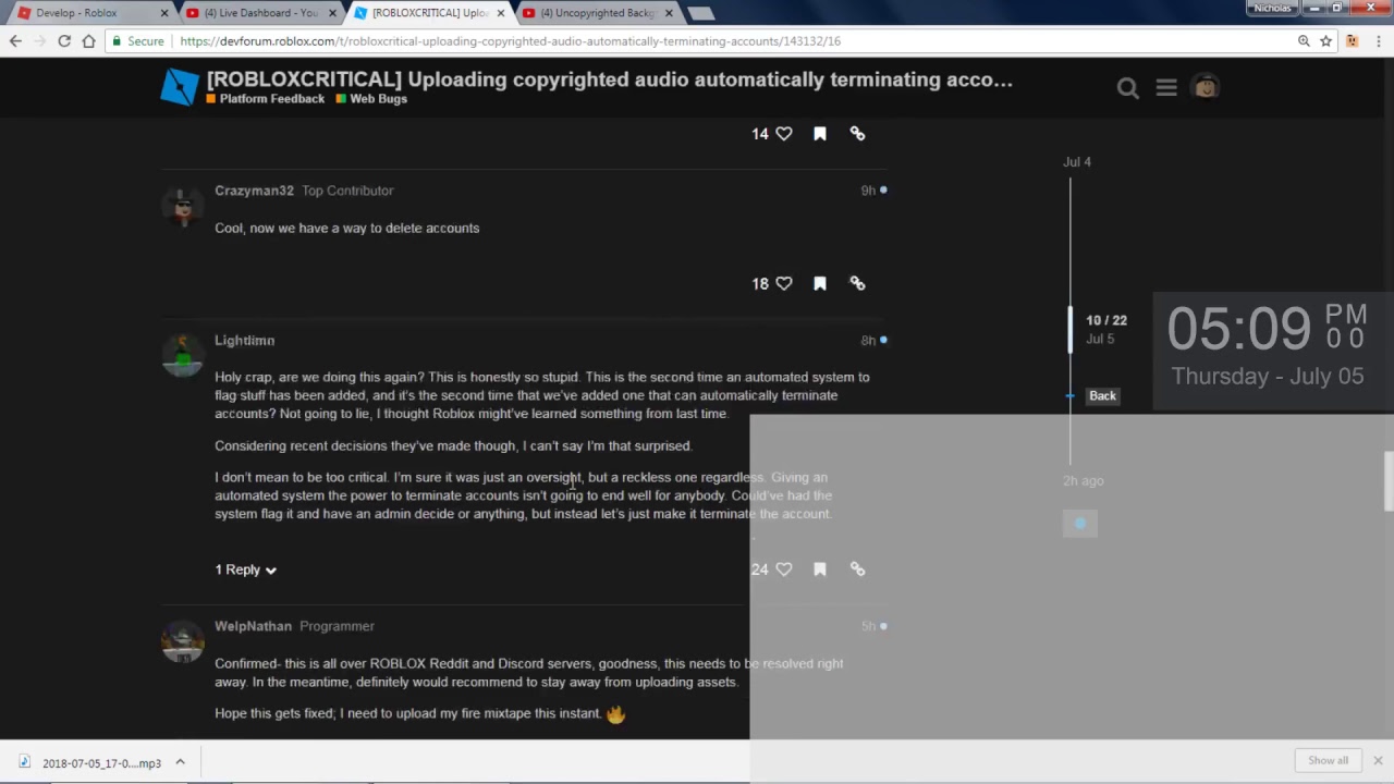 Seeing that my account can get auto terminated on roblox by just ...