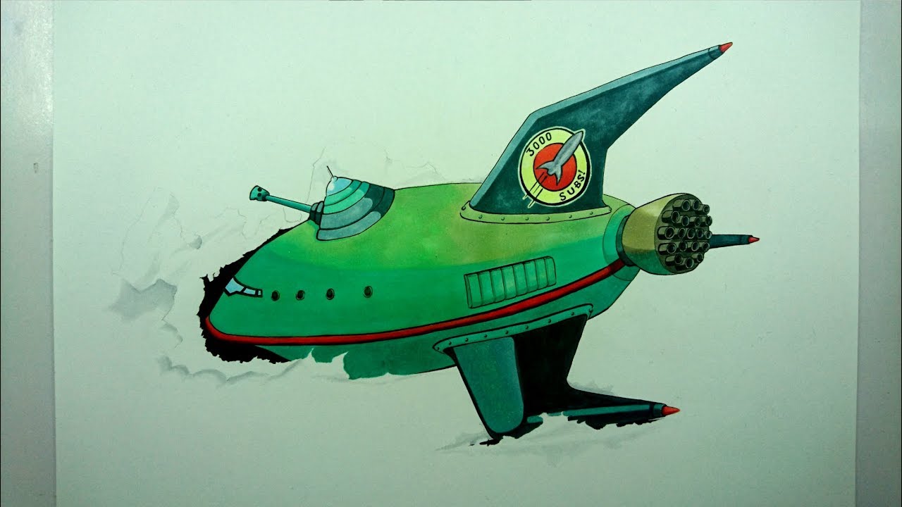 Time Lapse Drawing: 3000 Subs?!?!?! - The Planet Express Ship from ...