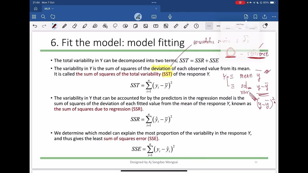 DL2.16 SST SSR SSE คืออะไร หัวใจ Multiple Linear Regression by data ...