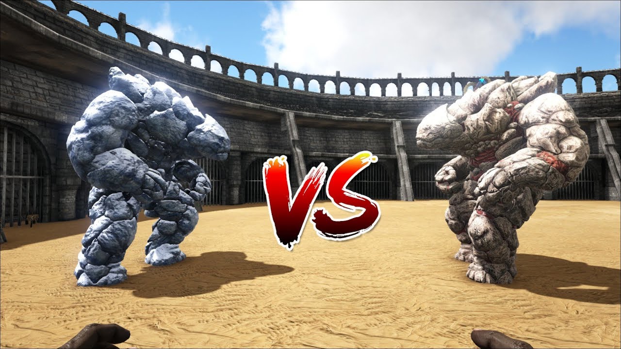 Ice golem lvl 100 vs Chalk golem lvl 100 | ARK survival EVOLVED - YouTube