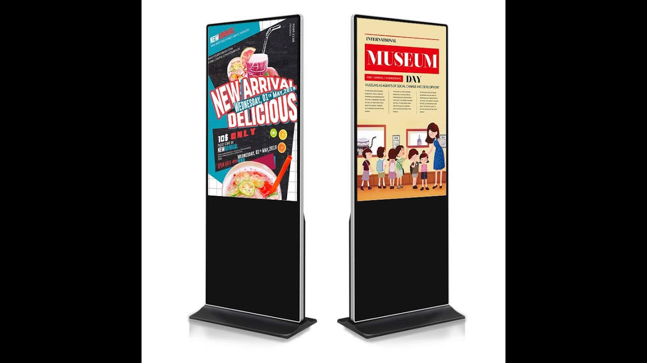 55 inch Indoor Floor Stand digital signage for commercial display - YouTube