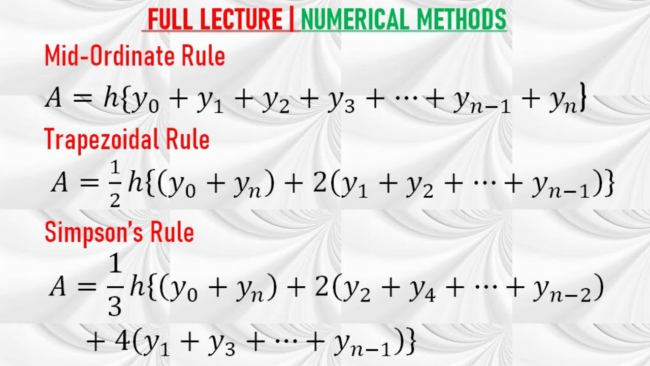FULL LECTURE | SIMPSONS | TRAPEZOIDAL | MID ORDINATE RULE - YouTube
