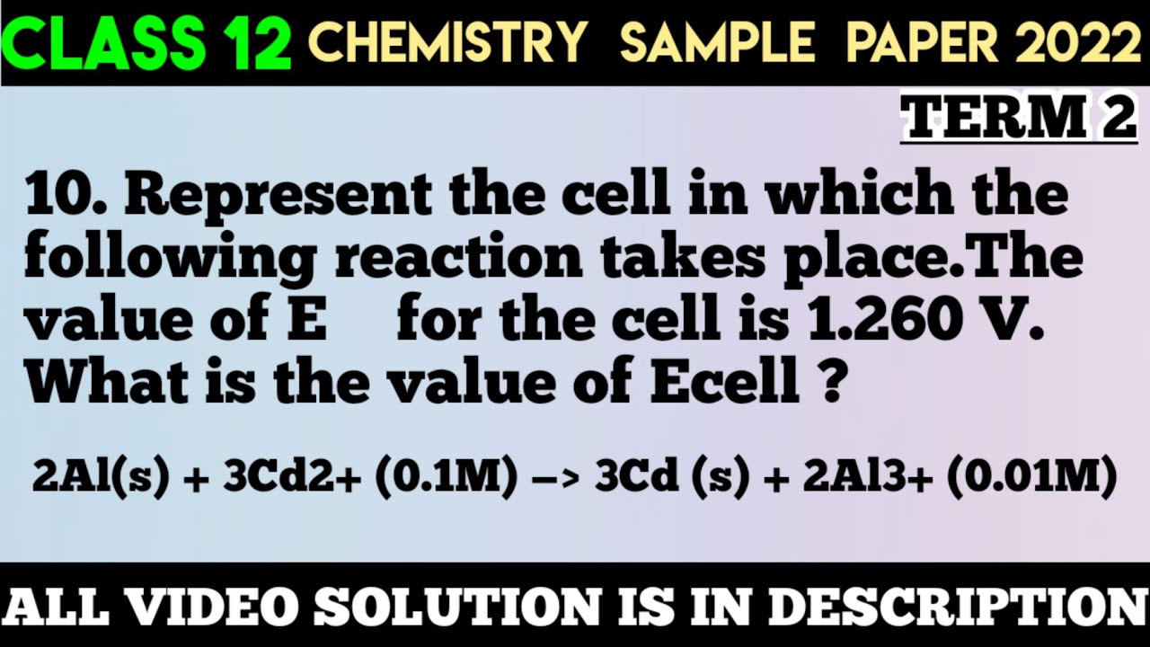 Represent the cell in which the following reaction takes place.The ...