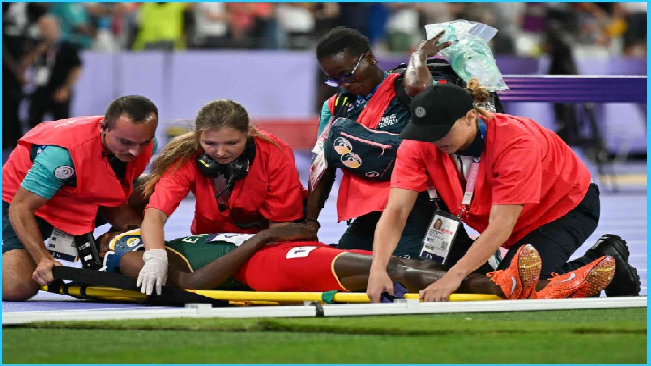 👟Olympic Runner Stretchered Off Track in Neck Brace After Frightening ...