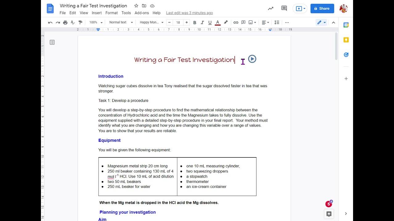 Writing the Aim and Variables for a Fair Test Investigation. - YouTube