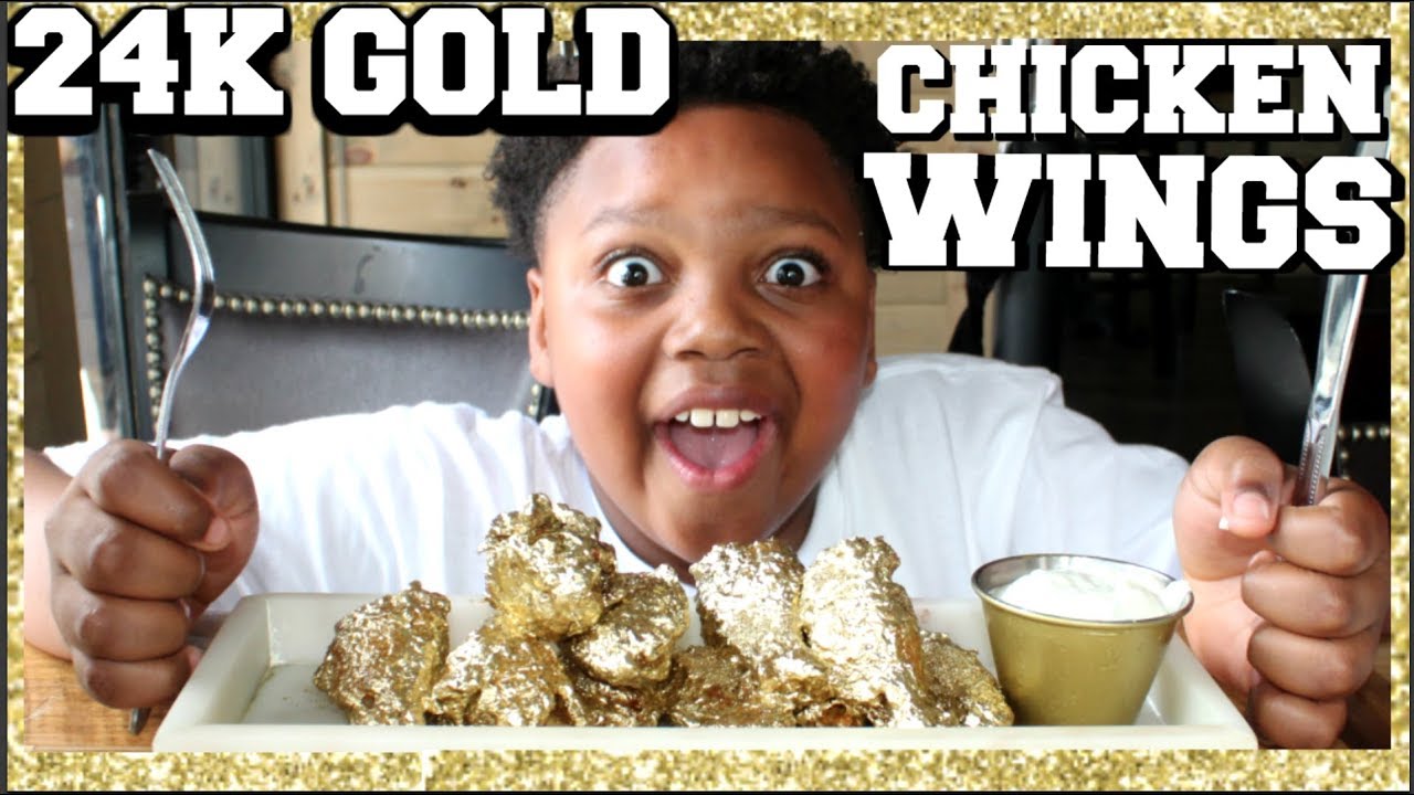 $1,000 24K GOLD CHICKEN WINGS MUKBANG (REAL GOLD) - YouTube