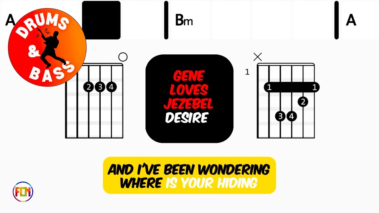 GENE LOVES JEZEBEL - Desire • BASS & DRUMS | Scrolling Guitar Chords ...