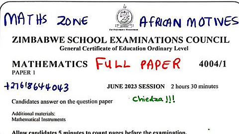 Maths Zone African Motives O'level Mathematics Zimsec - YouTube