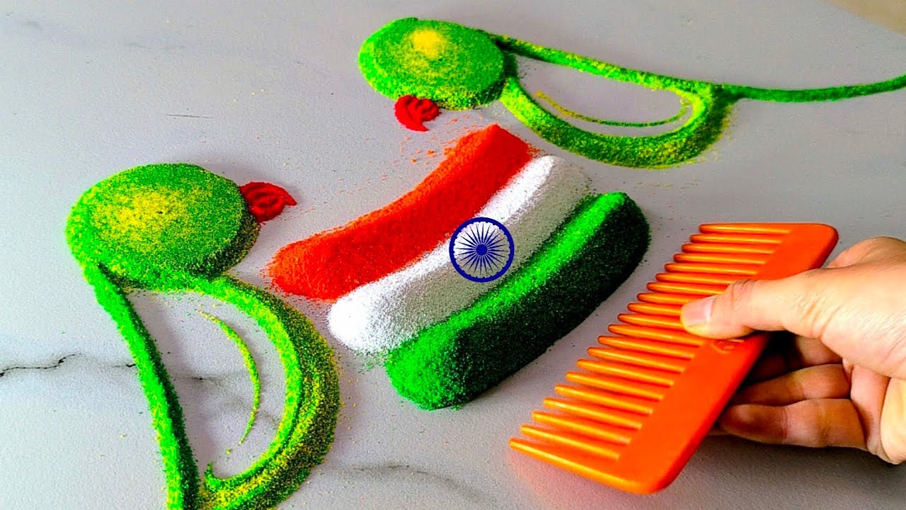 Independent Parrots 🦜🇮🇳🦜 with tiranga rangoli for Independence Day ...