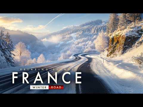 France Winter Road Trip ❄️ Beautiful Snowy Scenic Drive 4K