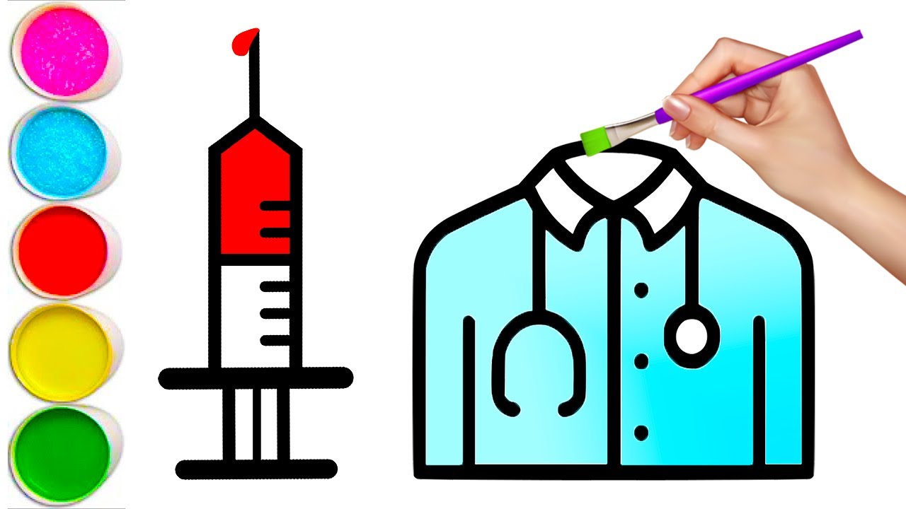 Drawing a DOCTOR for picture Bolalar uchun rasm chizish Рисуем для ...