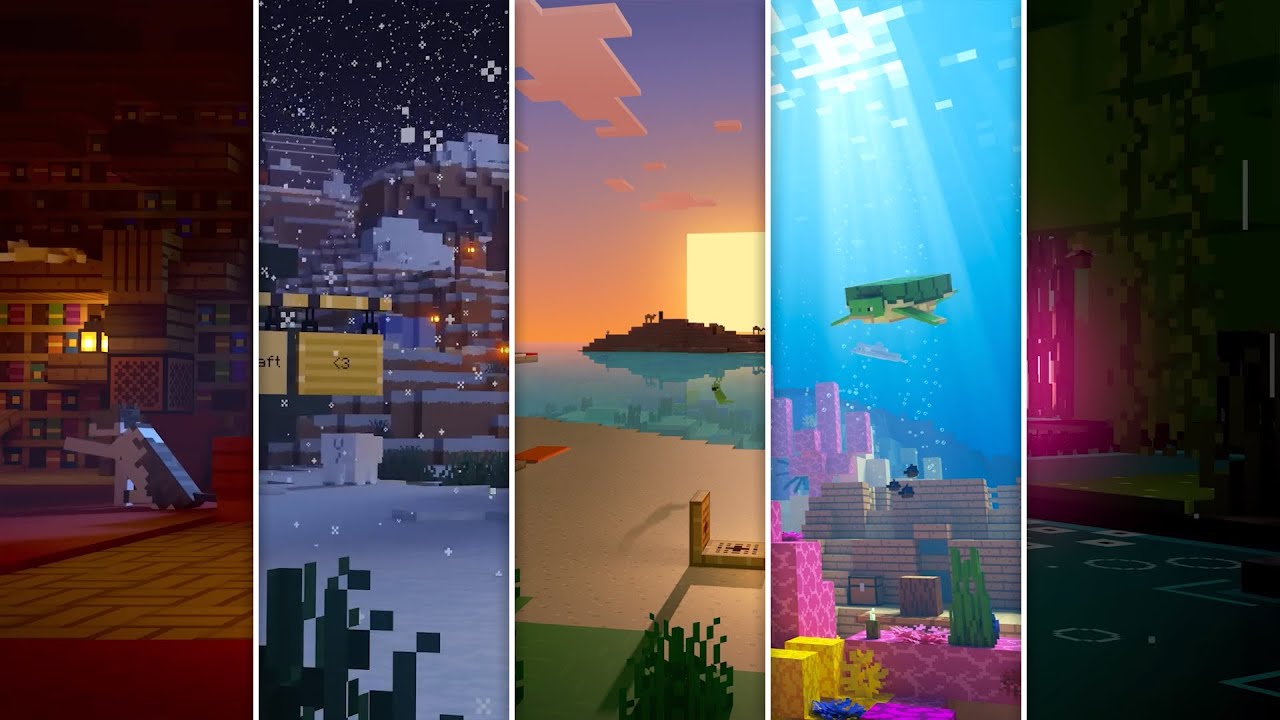 Relaxing Minecraft scenes with smooth transitions - YouTube