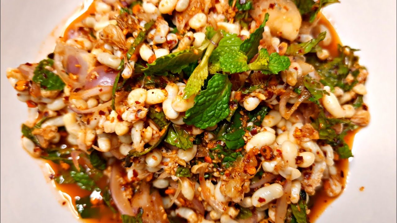 Spicy Red Ant Egg Salad|Thai food - YouTube