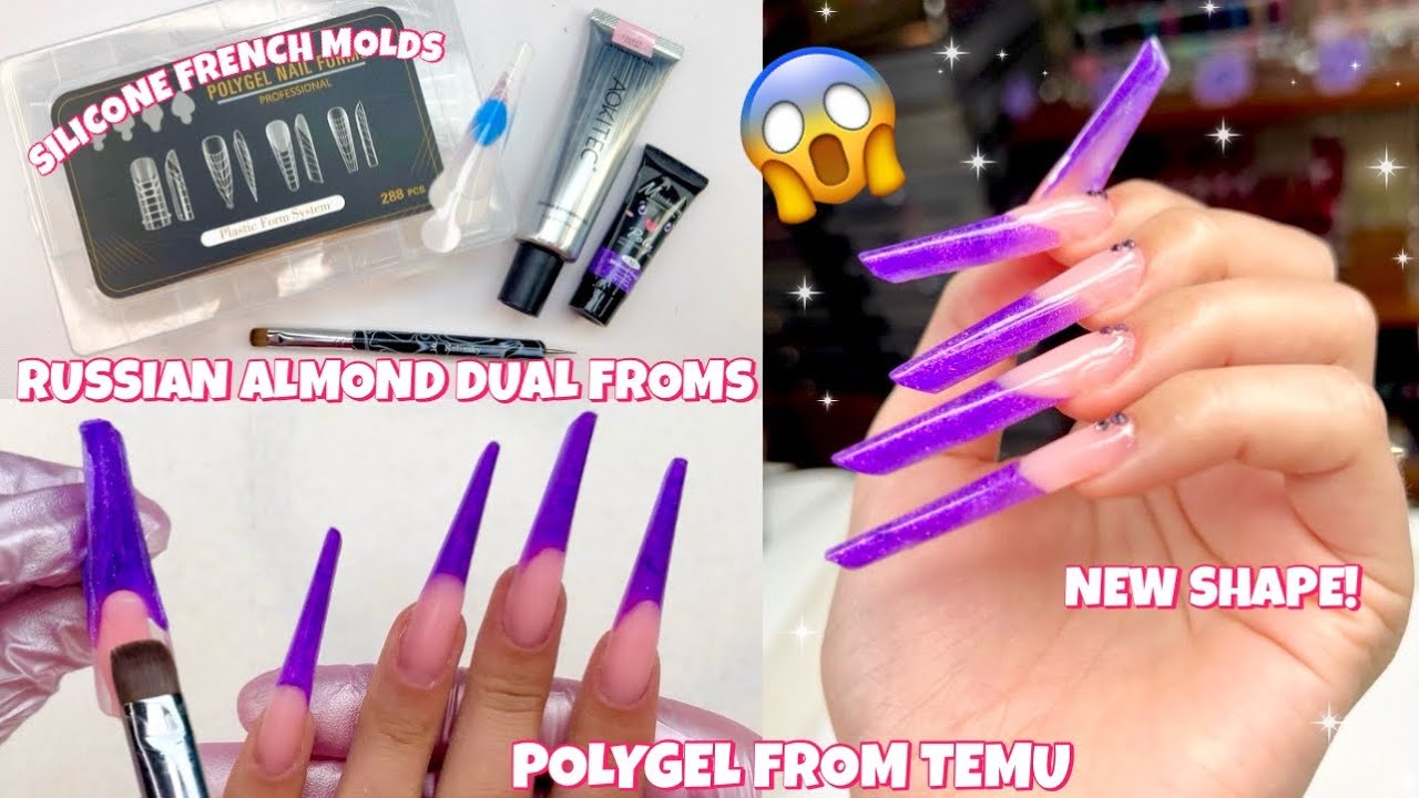 TRYING RUSSIAN ALMOND FRENCH TIP SILICONE NAIL MOLDS & POLYGEL FROM ...