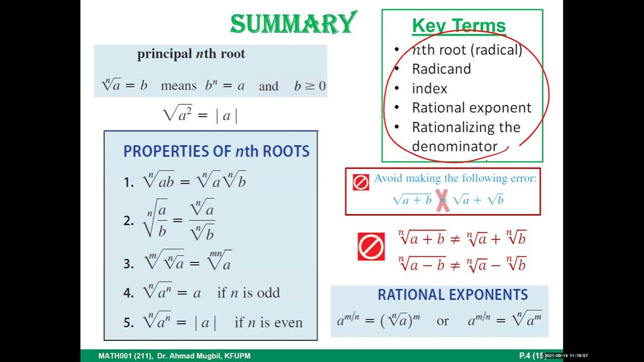 MATH001 P.4 (2) Rational Exponents and Radicals - YouTube