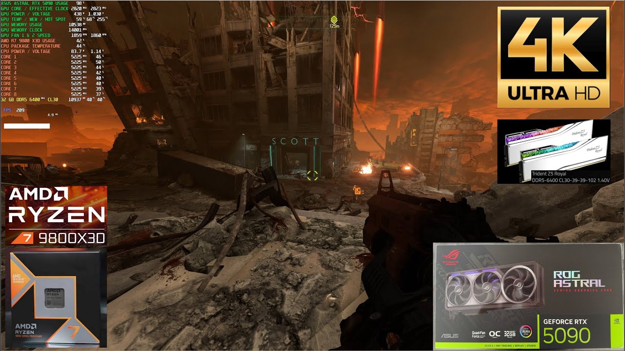 Doom Eternal 4K Gameplay / ASTRAL RTX 5090 / AMD Ryzen 7 9800X3D - YouTube