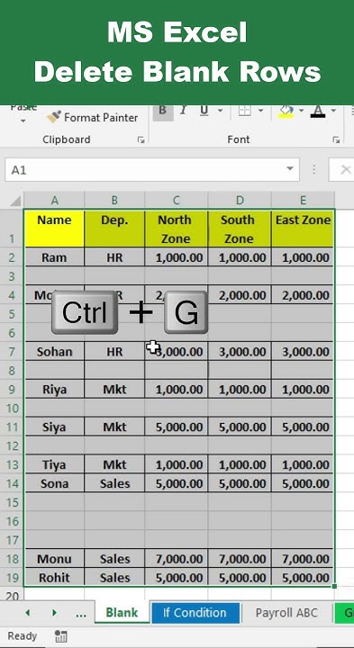 MS Excel Delete Blank Row #excel - YouTube
