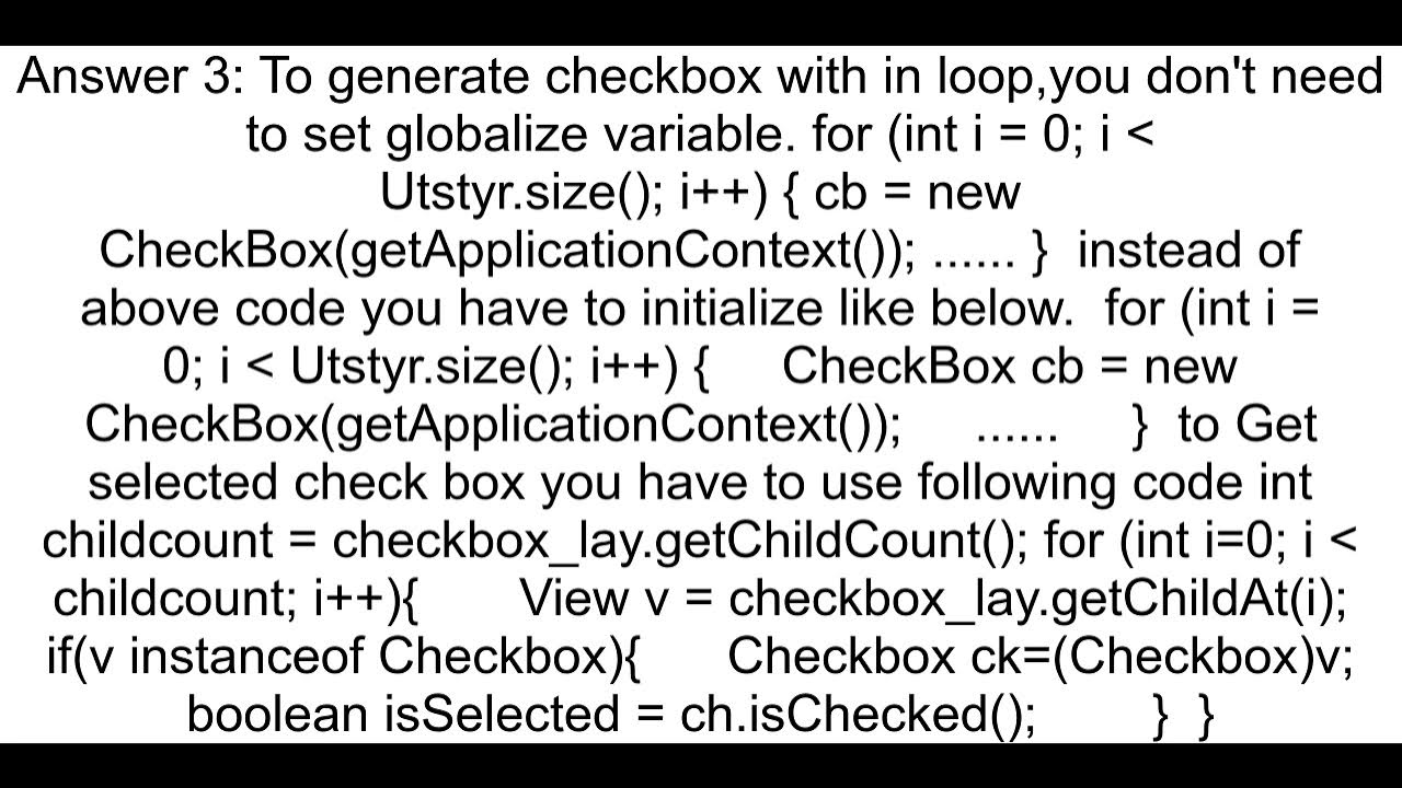 How to get value of selected checked boxes which are created programatically in android - YouTube