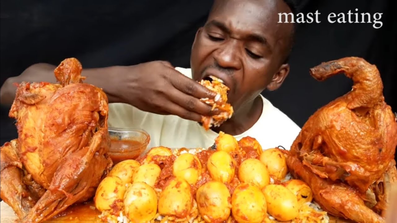 eating chicken and rice white eggs salad recipe #Rwanda - YouTube