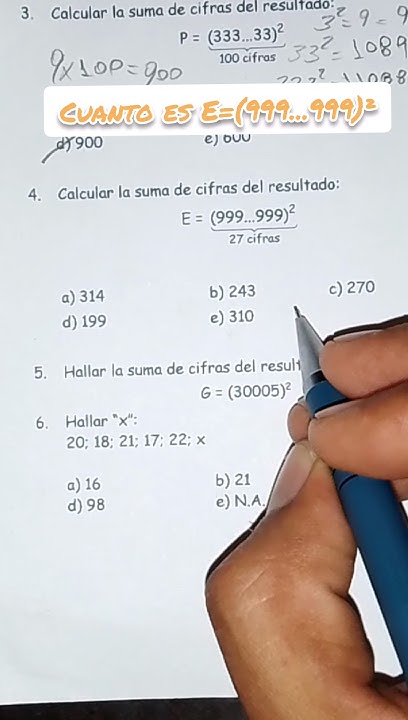 CALCULA LA SUMA DE CIFRAS DEL RESULTADO E=(999...999)² DE 27 CIFRAS - YouTube