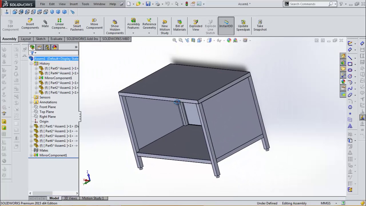SolidWorks Tutorial Sheet Metal Cabinet tables open 2 ...
