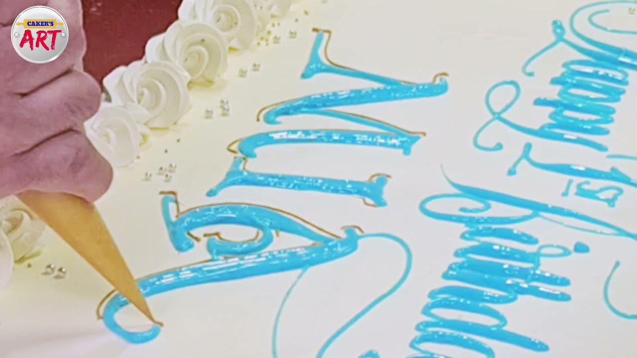 1ST BIRTHDAY writing on 16 x 28 cake - YouTube