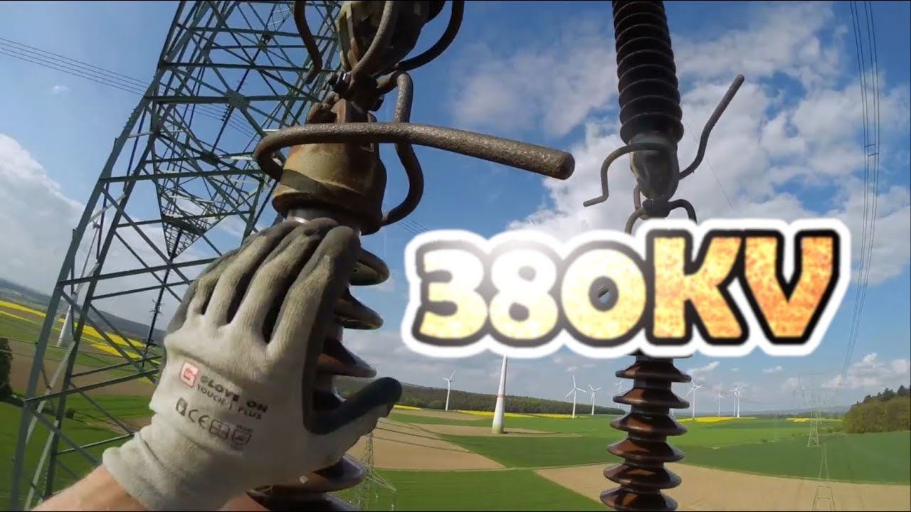 Freileitung Isolatorentausch 380KV Hochspannungsleitung - YouTube