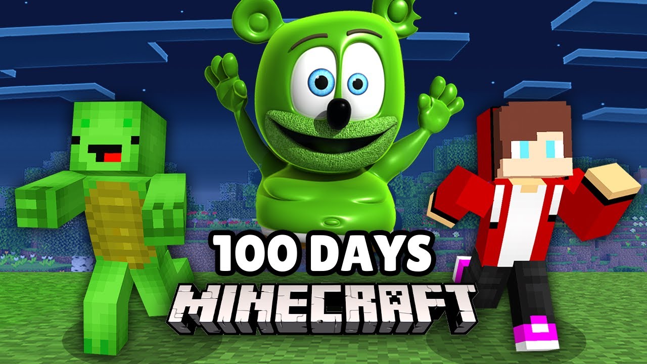 JJ and Mikey Survived 100 days From GUMMY BEAR At Night in Minecraft ...