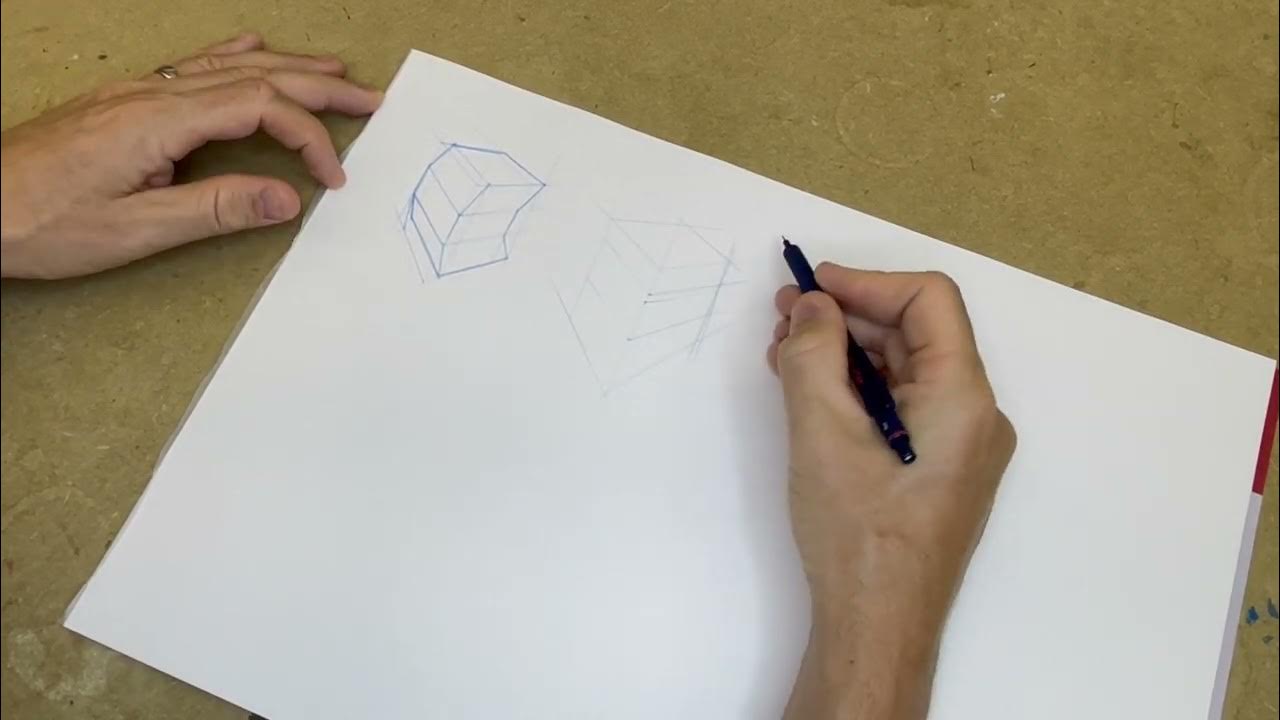 2 point perspective box (sketched, then divided with rounded edges ...