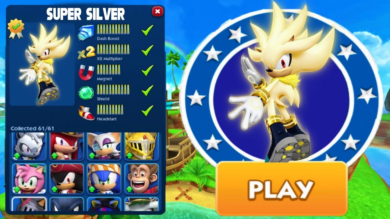 Sonic Dash - Super Silver New Character Unlocked and Fully Upgraded Update - All 70 Characters ...