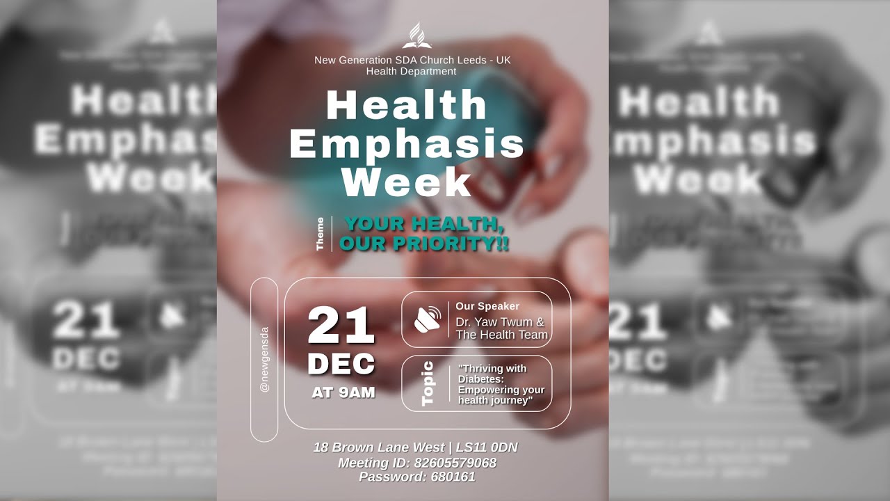 Health Emphasis Week | New Generation SDA Church | Sabbath Worship ...